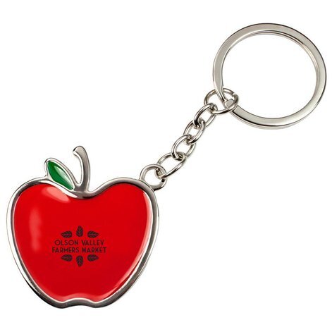 Apple Key Chain w/ Leather Strap | Promotions Now