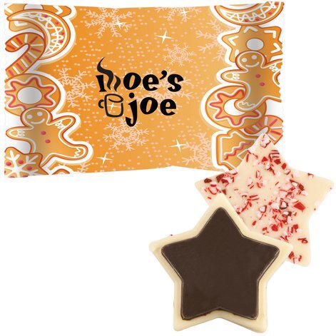 Wrapped Chocolate Peppermint Bark Star, 1/2oz. | Promotions Now
