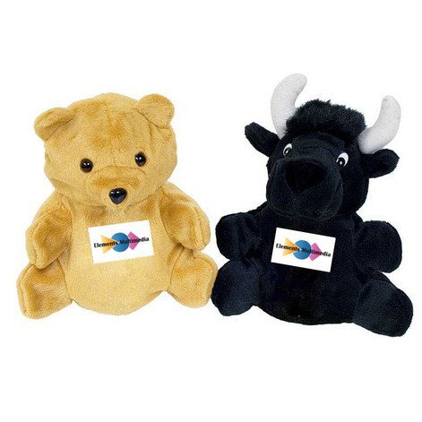 Reversible Bear & Bull Plush Puppet, 7" | Promotions Now