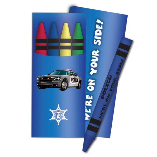 Four Pack Crayons, Police Car Stock | Foremost Promotions
