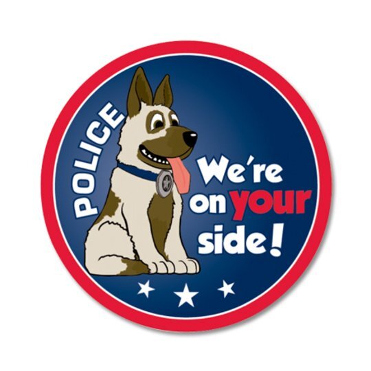 We're On Your Side Police Dog Sticker Roll, Stock | Foremost Promotions