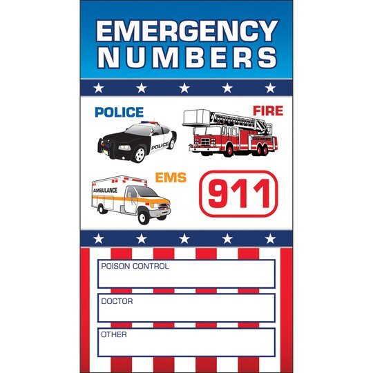 Emergency Numbers Business Card Magnet, Stock | Foremost Promotions
