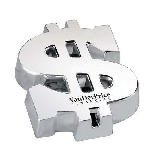 Silver Plated Dollar Sign Paperweight | Promotions Now
