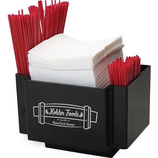 Napkin & Straw Table Caddy, 2 Compartments | Promotions Now