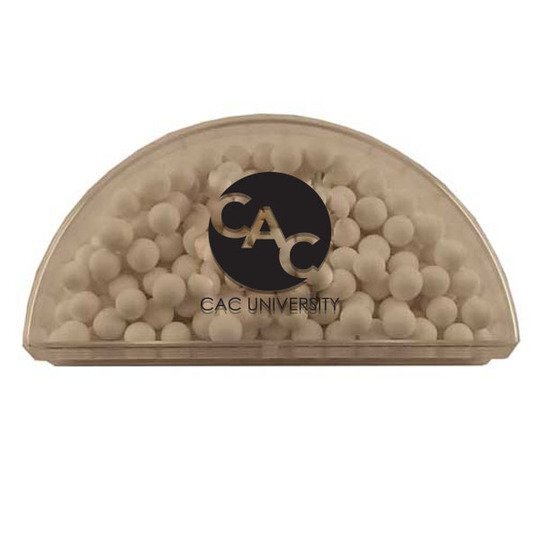 Clear Half Moon Container w/ Signature Peppermints | Foremost Promotions