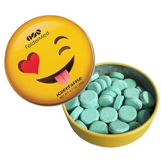 Emoji Winking Tin with Green Apple Mints | Promotions Now