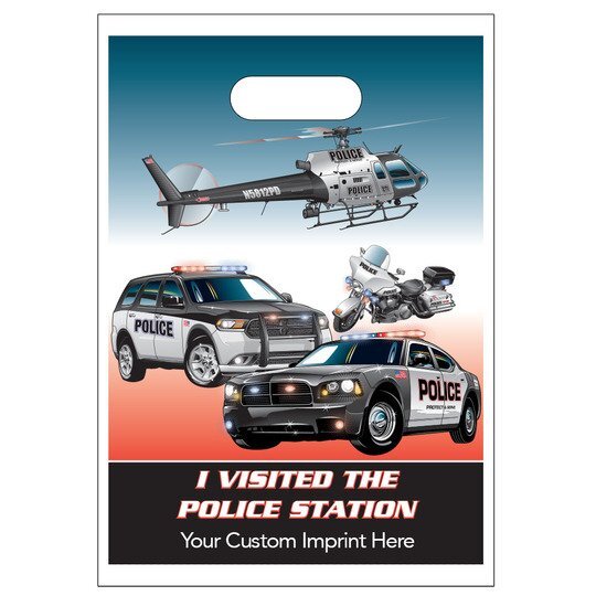 Digital Full Color Die Cut Plastic Bag w/ Police Station Design, 9" x ...