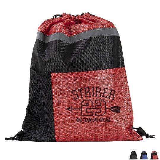 Crosshatch Non-Woven Athletic Reflective Drawstring Backpack | Foremost Promotions