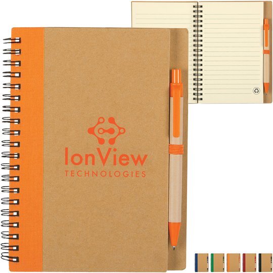 Eco-Inspired Spiral Notebook and Pen Set, 5-1/4" x 7" | Promotions Now