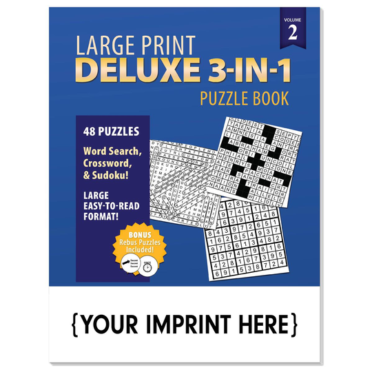 LARGE PRINT Deluxe 3-in-1 Puzzle Book Volume 2 | Foremost Promotions