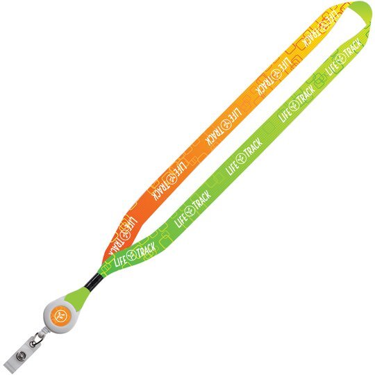 Dye-Sublimated Lanyard with Metal Crimp & Retractable Badge Reel, 3/4 ...