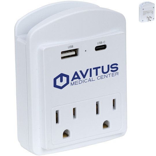 Flux Wall Charger & Phone Holder w/ Type-C, USB & AC Outlets ...