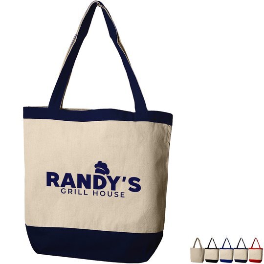 Canvas Charm Tote with Accent Trim And Color Handles | Promotions Now