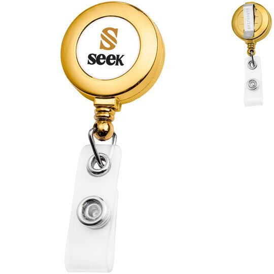 Gold Round Badge Reel | Foremost Promotions
