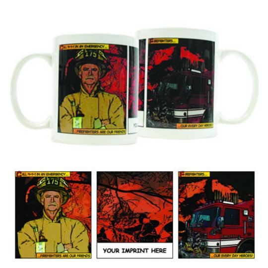 Firefighter Comic Strip Design, Stoneware Mug, 11oz. | Foremost Promotions